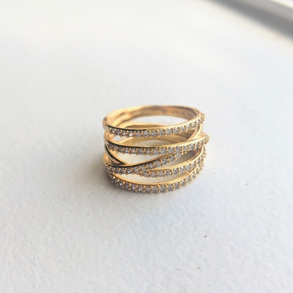 Stella & Dot | Jewelry | Stella Dot Yellow Gold Tone Stone Band Sz6 ...
